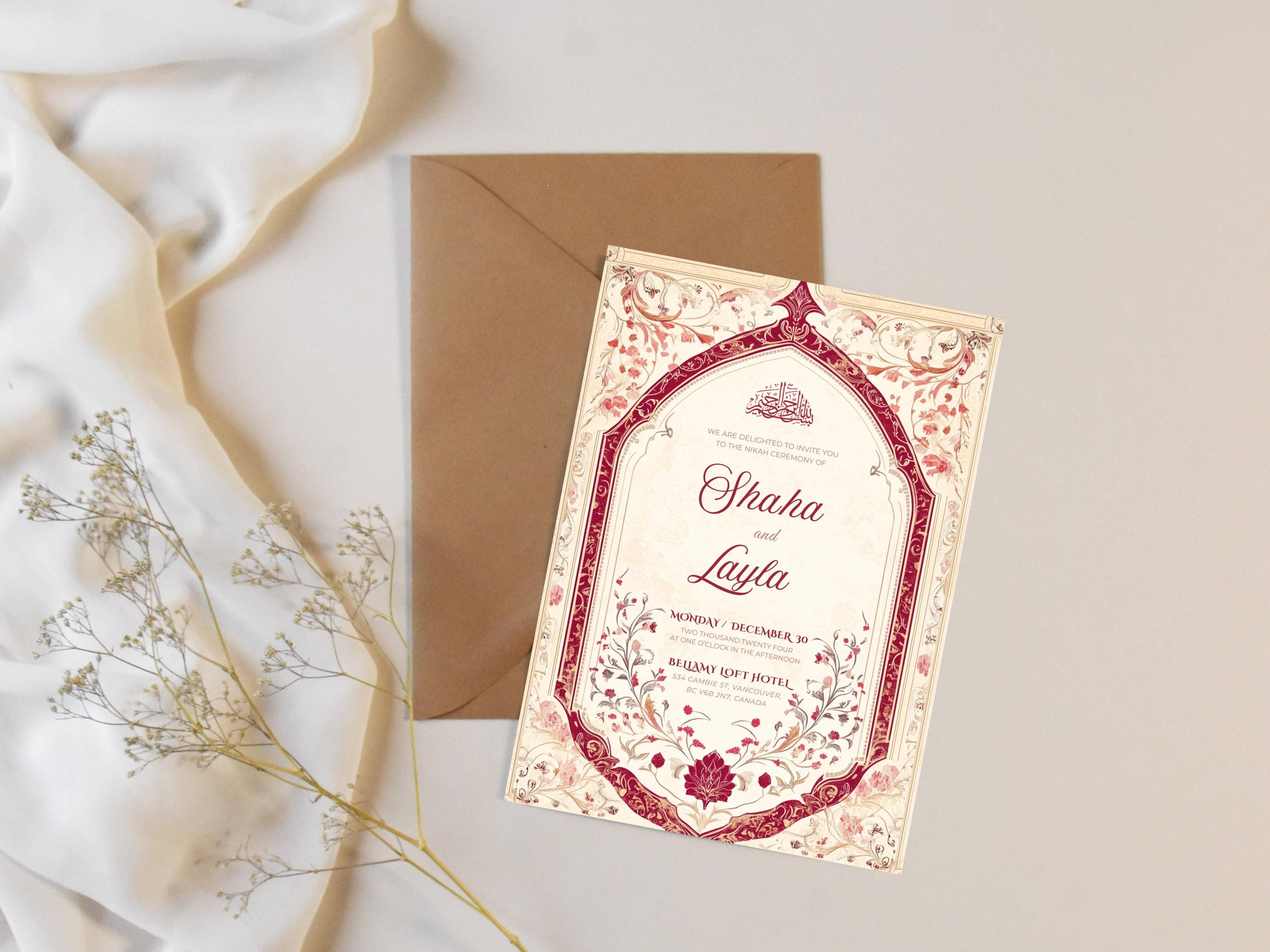 Muslim Wedding Invitation Template Islamic Nikkah Invitation Digital ...