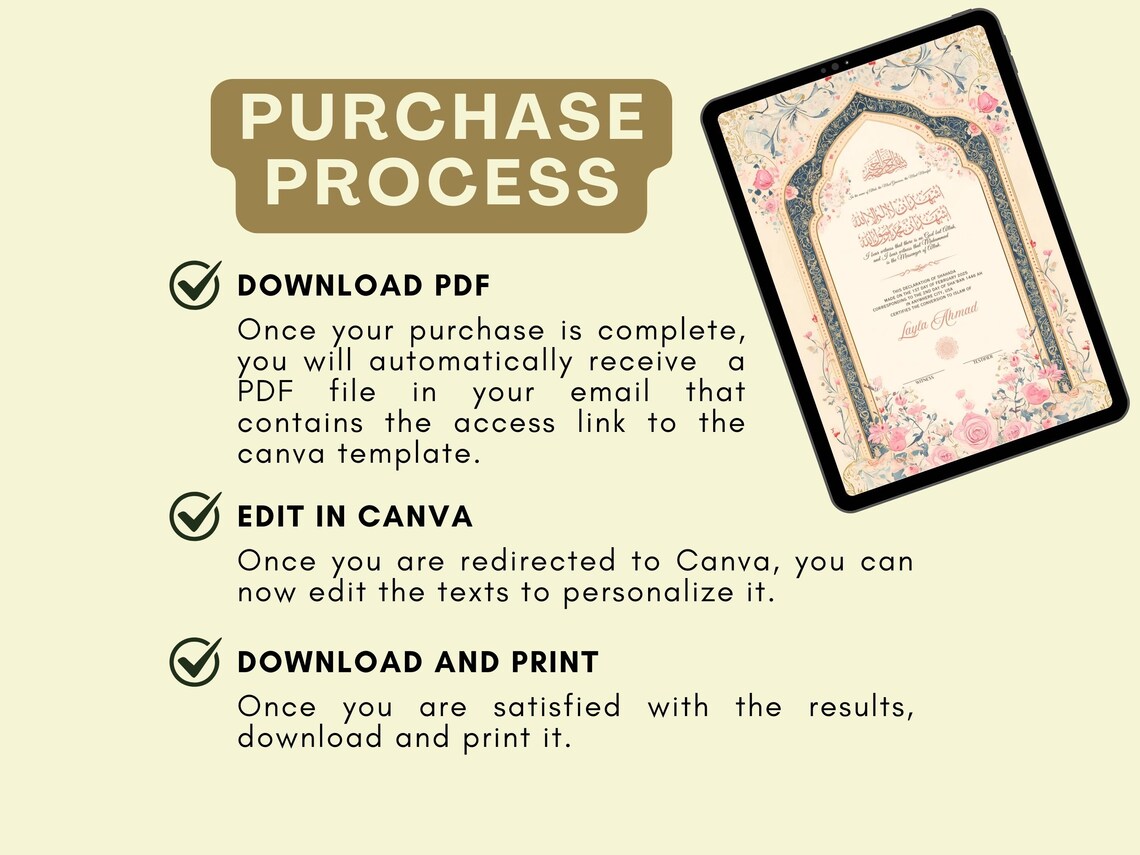 Muslim Revert Certificate Printable Shahada Certificate Pink Islamic ...