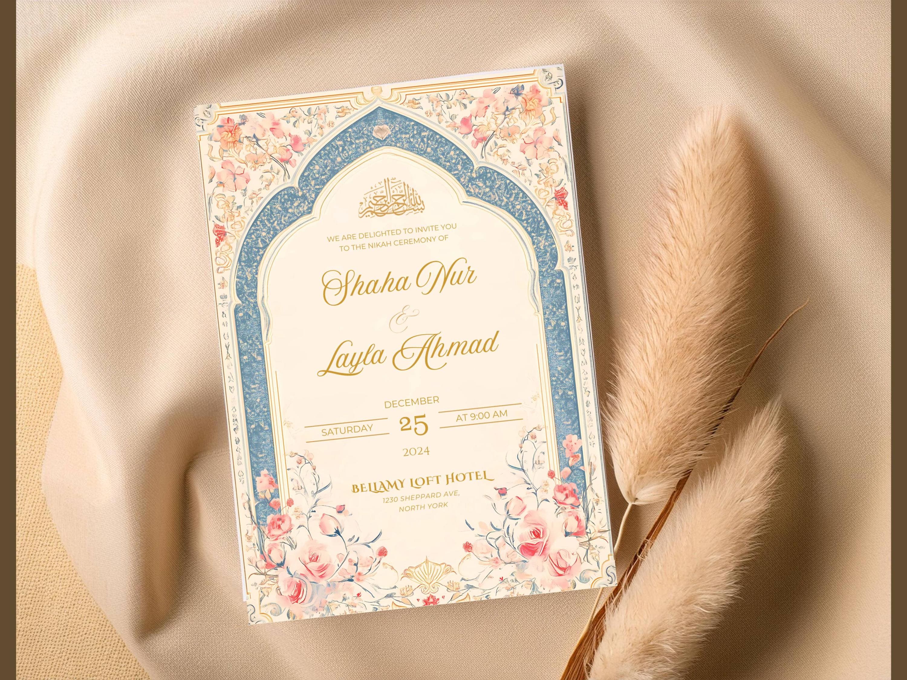 Editable Wedding Invitation Template Download Nikkah Invitation Digital ...