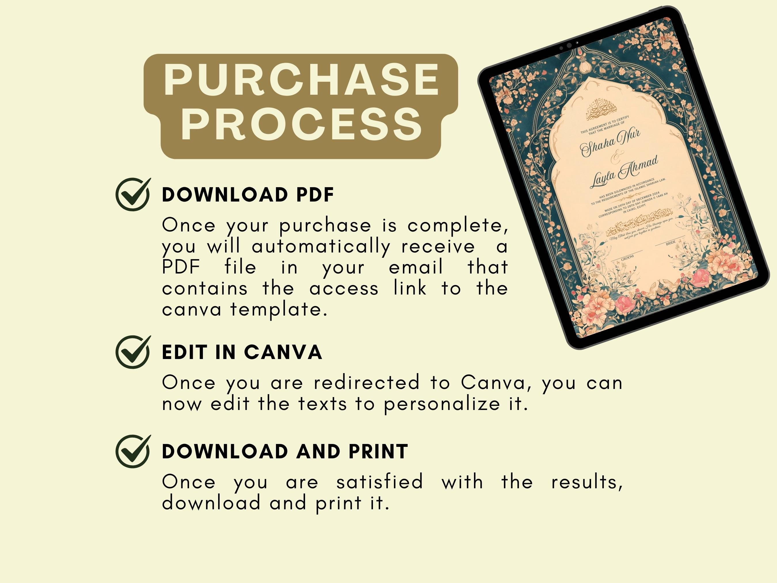 Islamic Nikkah Contract Digital Nikah Certificate Template Islamic ...
