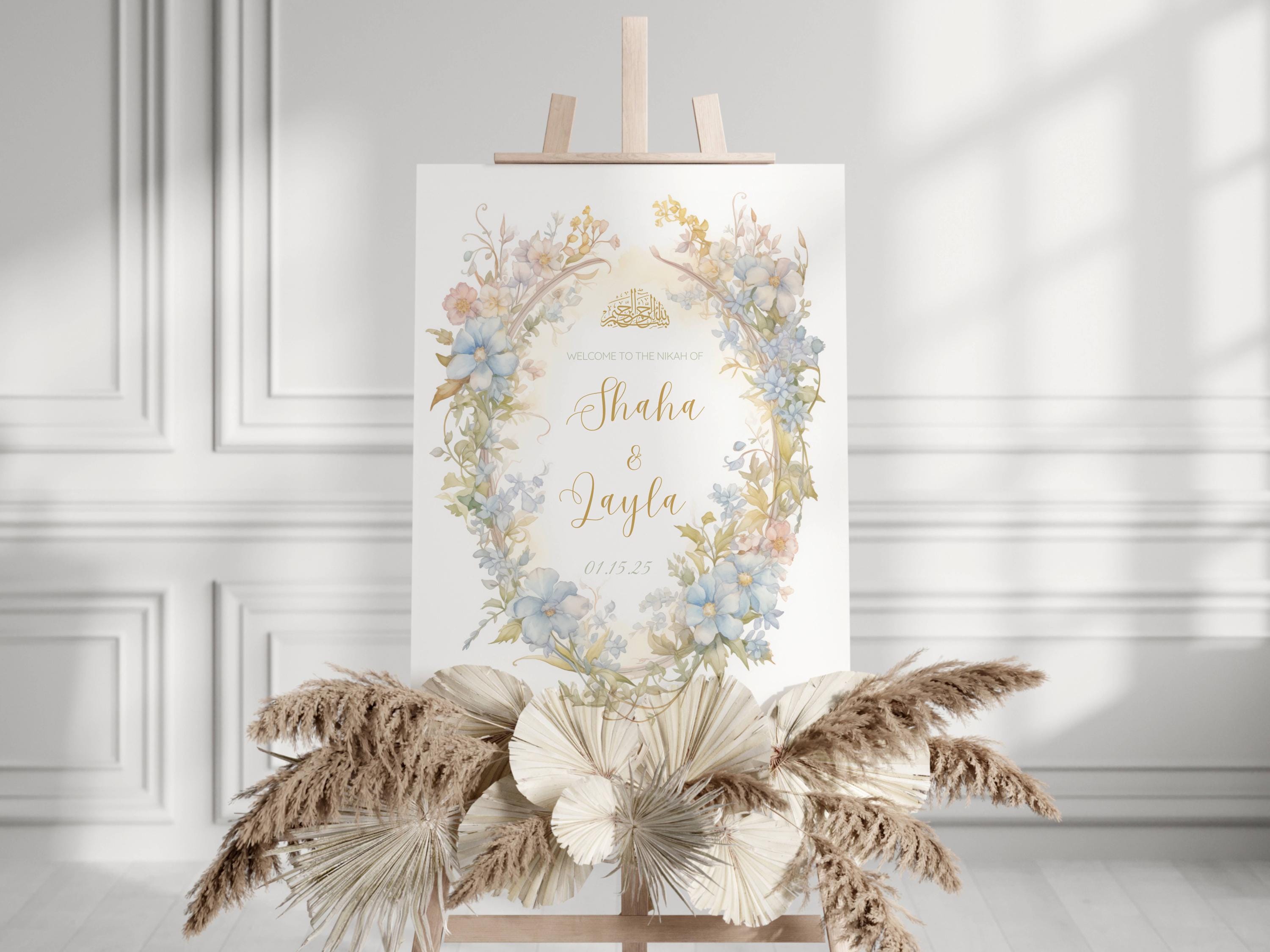 Muslim Wedding Signs Nikkah Welcome Poster Editable Nikkah Sign Poster ...