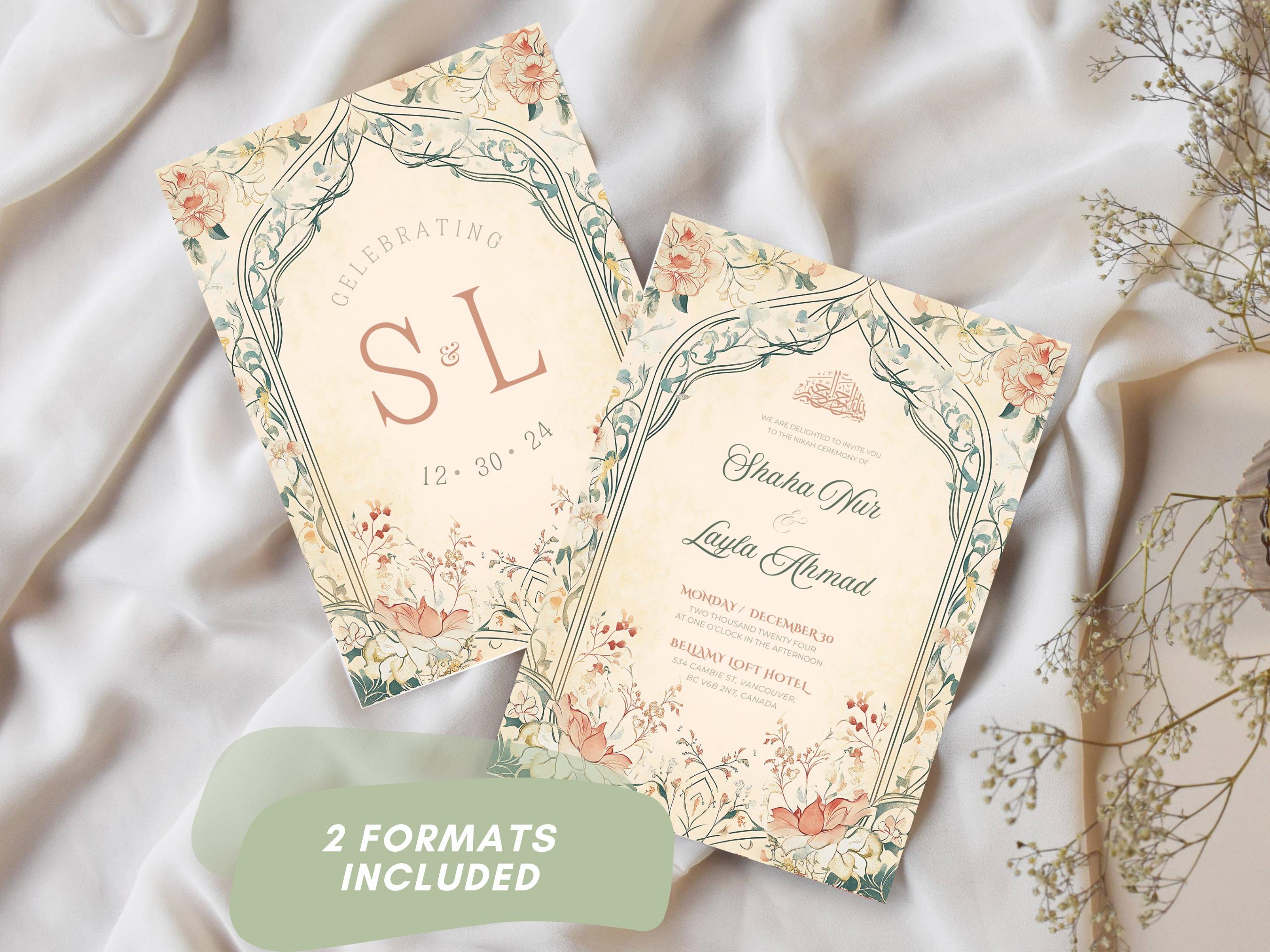 Muslim Nikkah Invitation Templates Islamic Wedding Invitation Digital ...