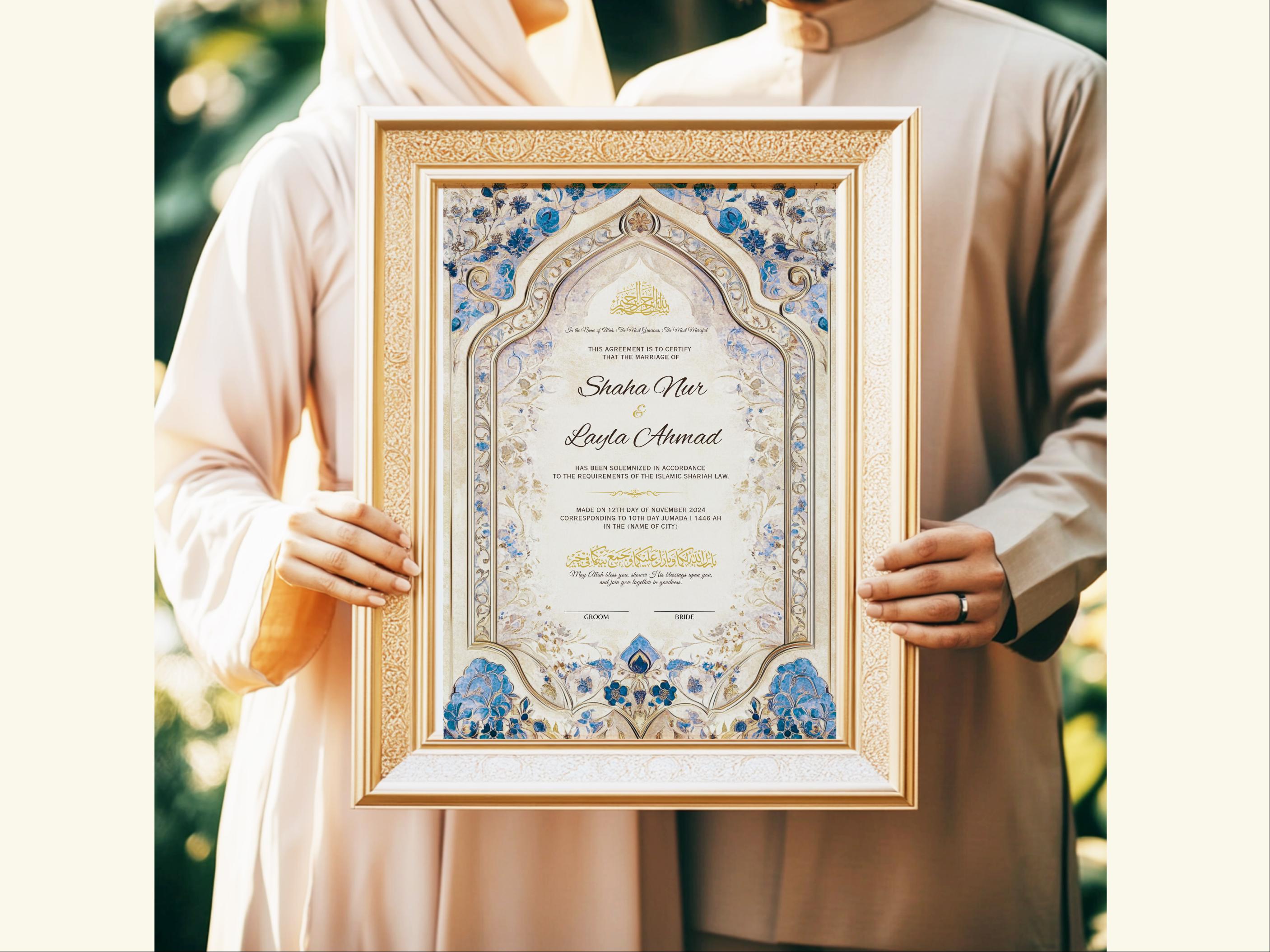 Editable Nikkah Certificates Template Printable Nikkah Contract Digital ...