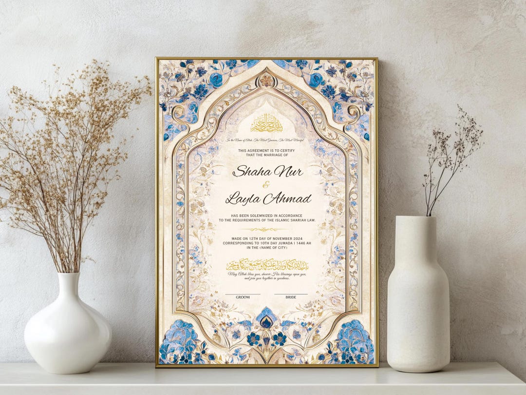 Editable Nikkah Certificates Template Printable Nikkah Contract Digital ...