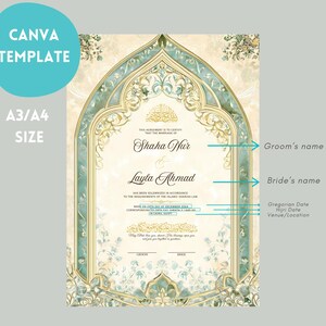 Luxury Nikkah Certificate Digital Nikkah Contract Template Muslim ...