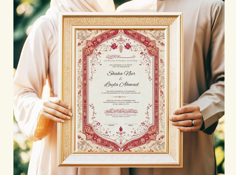 Islamic Nikkah Contract Digital Nikah Certificate Template Islamic ...