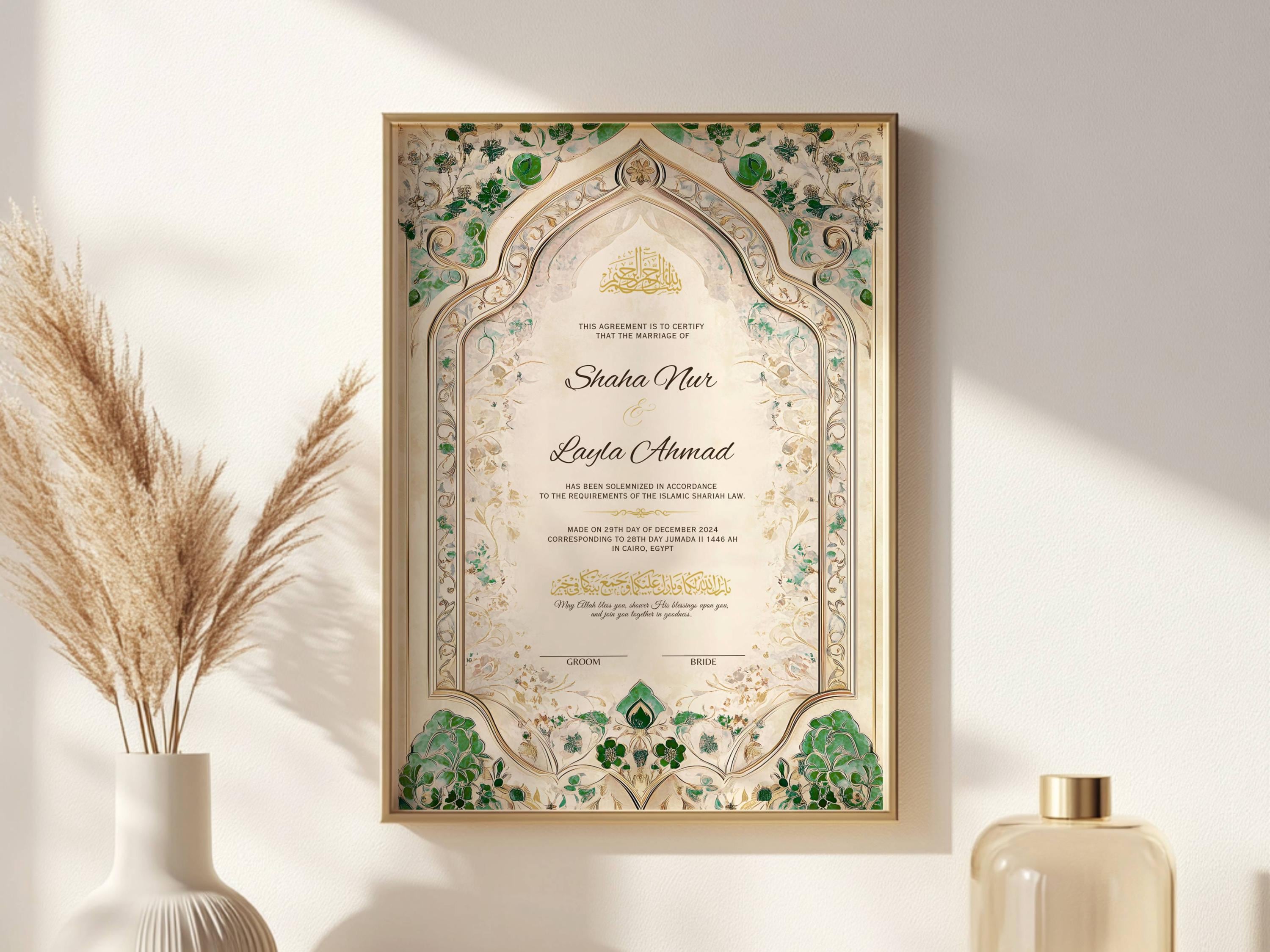 Luxury Nikkah Contract Digital Nikkah Certificate Template Muslim ...
