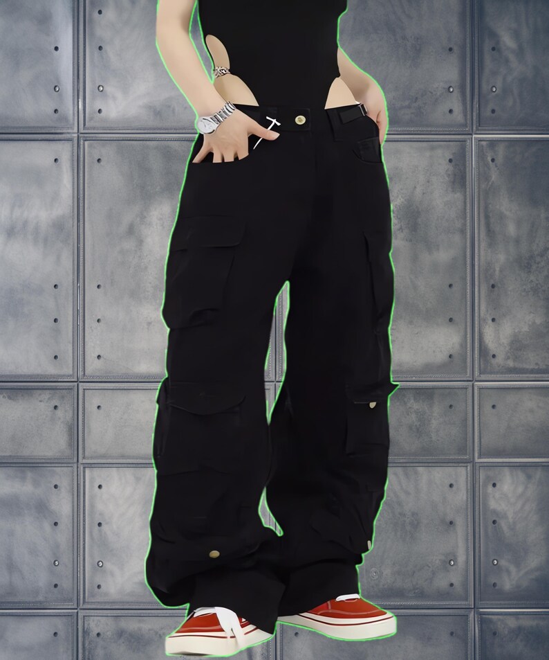 Black/military Green Baggy Jeans, Vintage Wash Destroyed Jeans, Emo ...