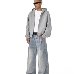 Light Blue Retro Wide Leg Baggy Jeans, Vintage Jeans, Streetwear Denim ...