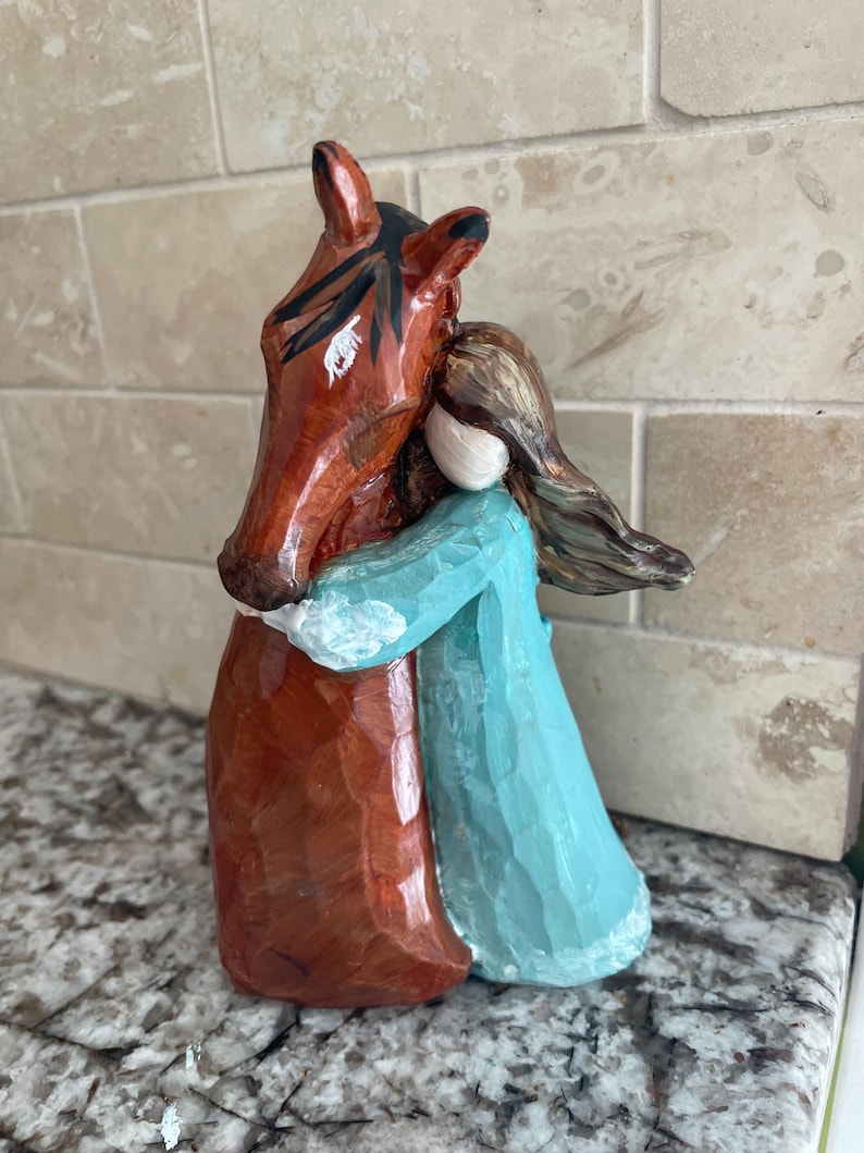 Painted Flanks Custom Resin Horse Memorial Art, Painted Horse & Lady ...