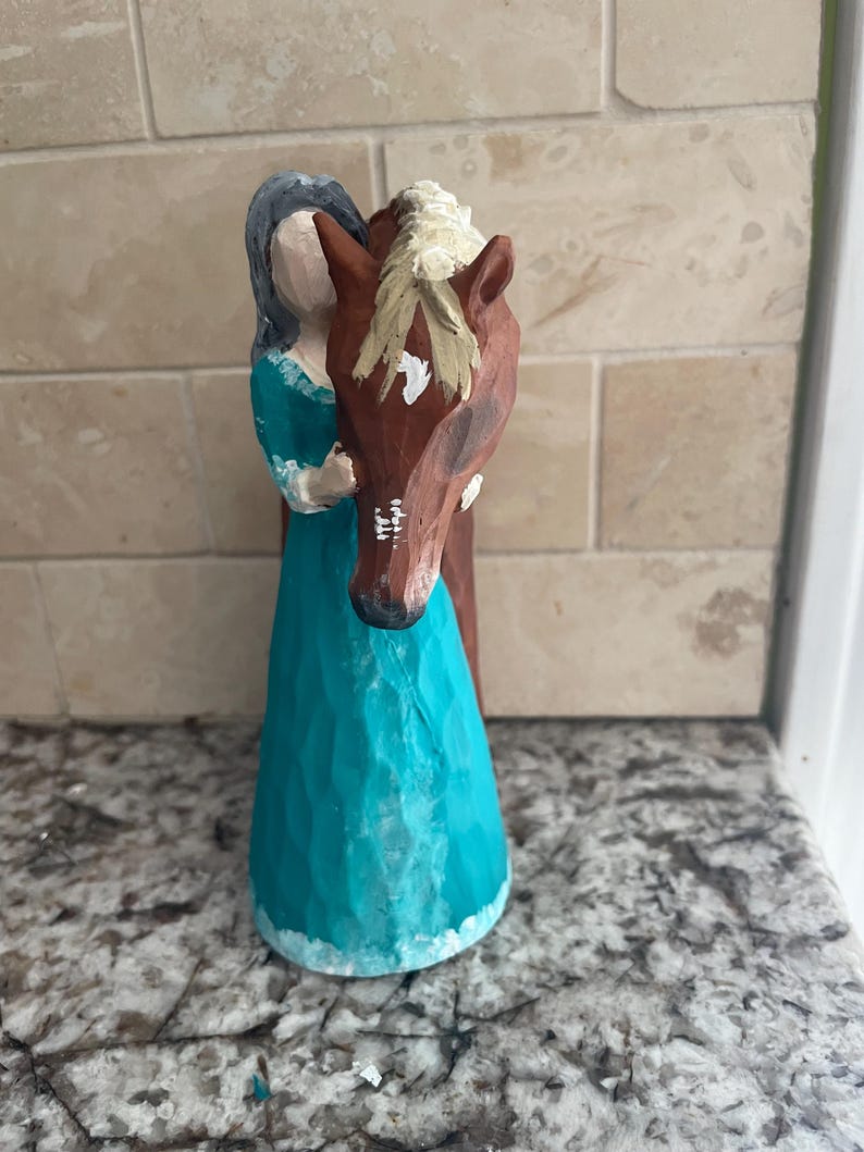 Painted Flanks Custom Resin Horse and Lady Statue Horse Memorial Art - Etsy