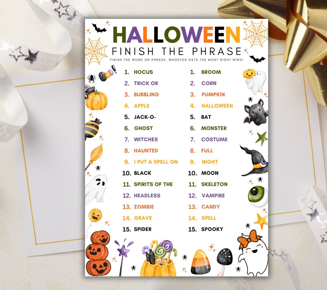 Halloween Finish the Phrase Game, Halloween Party Game, Fun Party ...