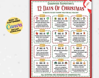 Editable 12 Days of Christmas Flyer Itinerary Template, Holiday ...