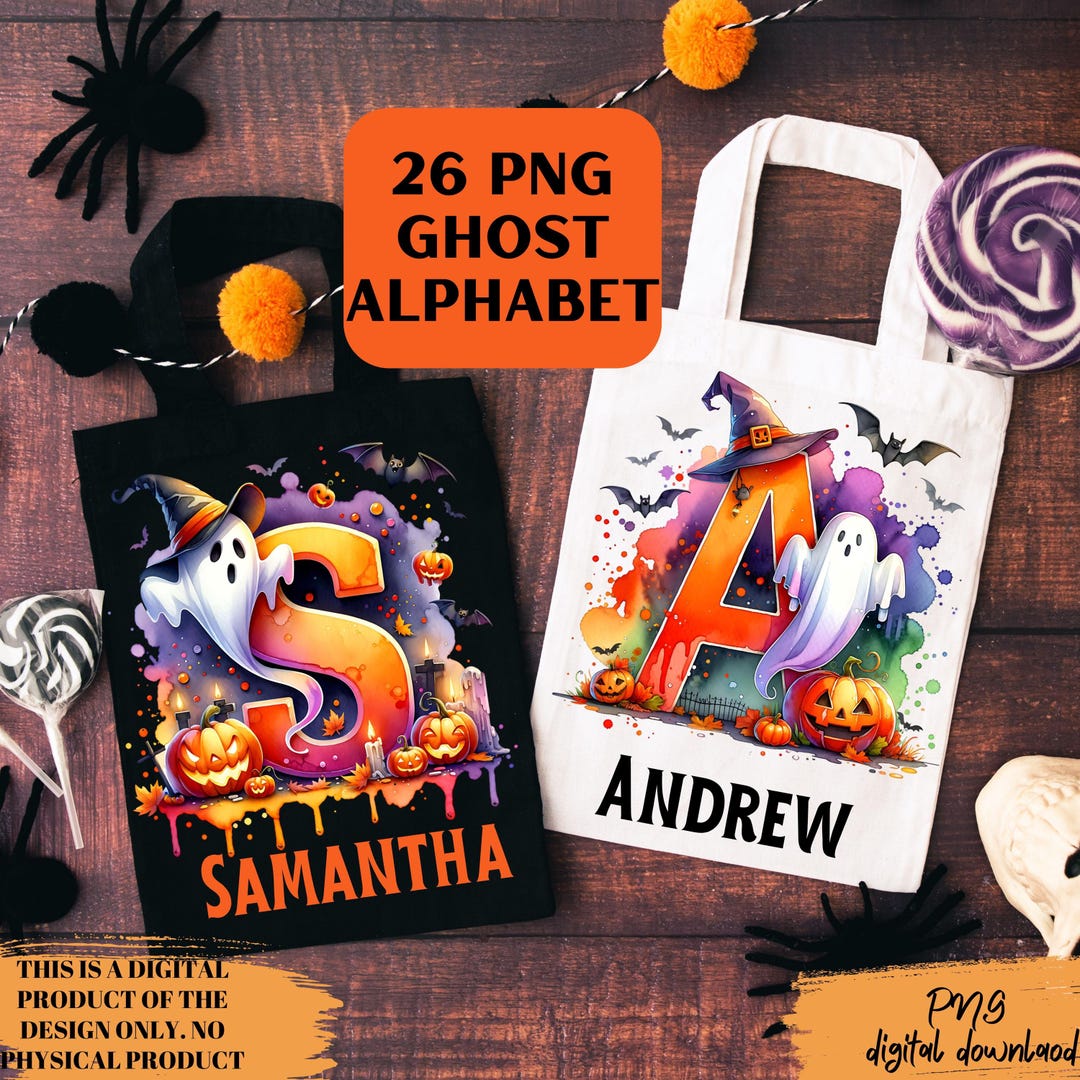 Halloween Alphabet Letters PNG Bundle, Halloween Trick or Treat Bag ...