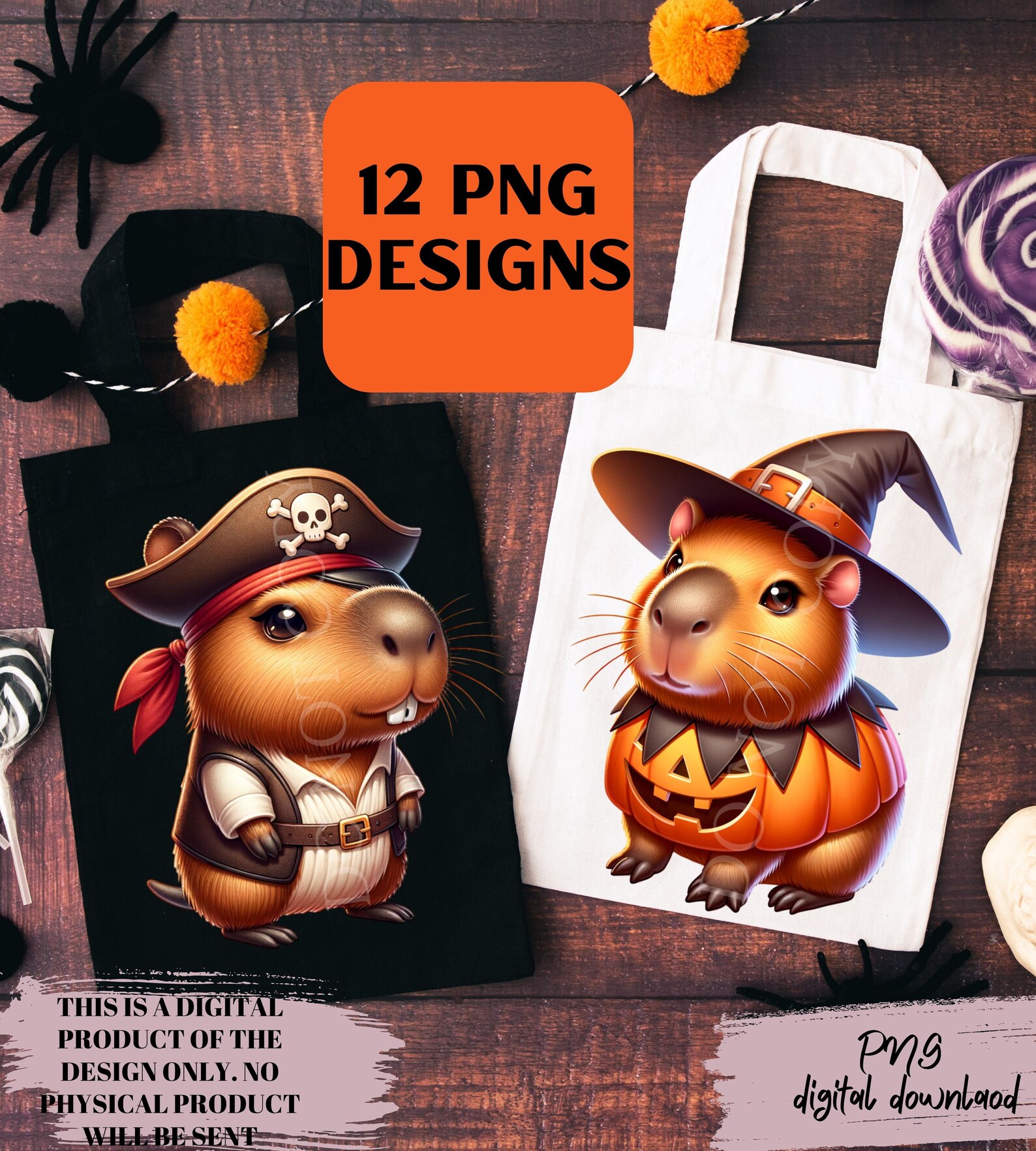 12 Capybara Halloween Bundle Png, Cute Trick or Treat Capybara Png ...