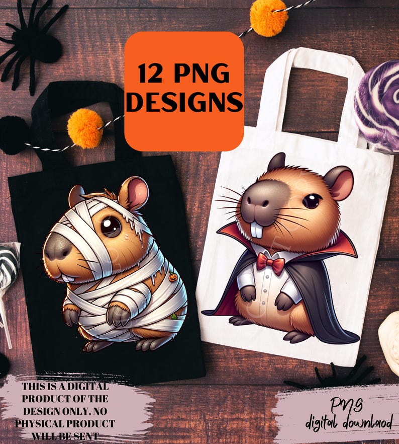 12 Capybara Halloween Bundle Png, Cute Trick or Treat Capybara Png ...