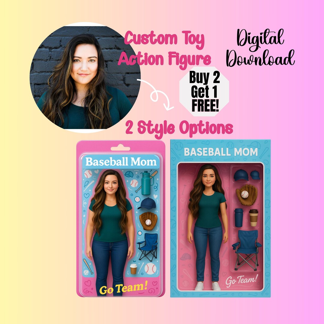 Custom Action Figure Baseball Mom, Personalized Toy Box, Turn Yourself ...