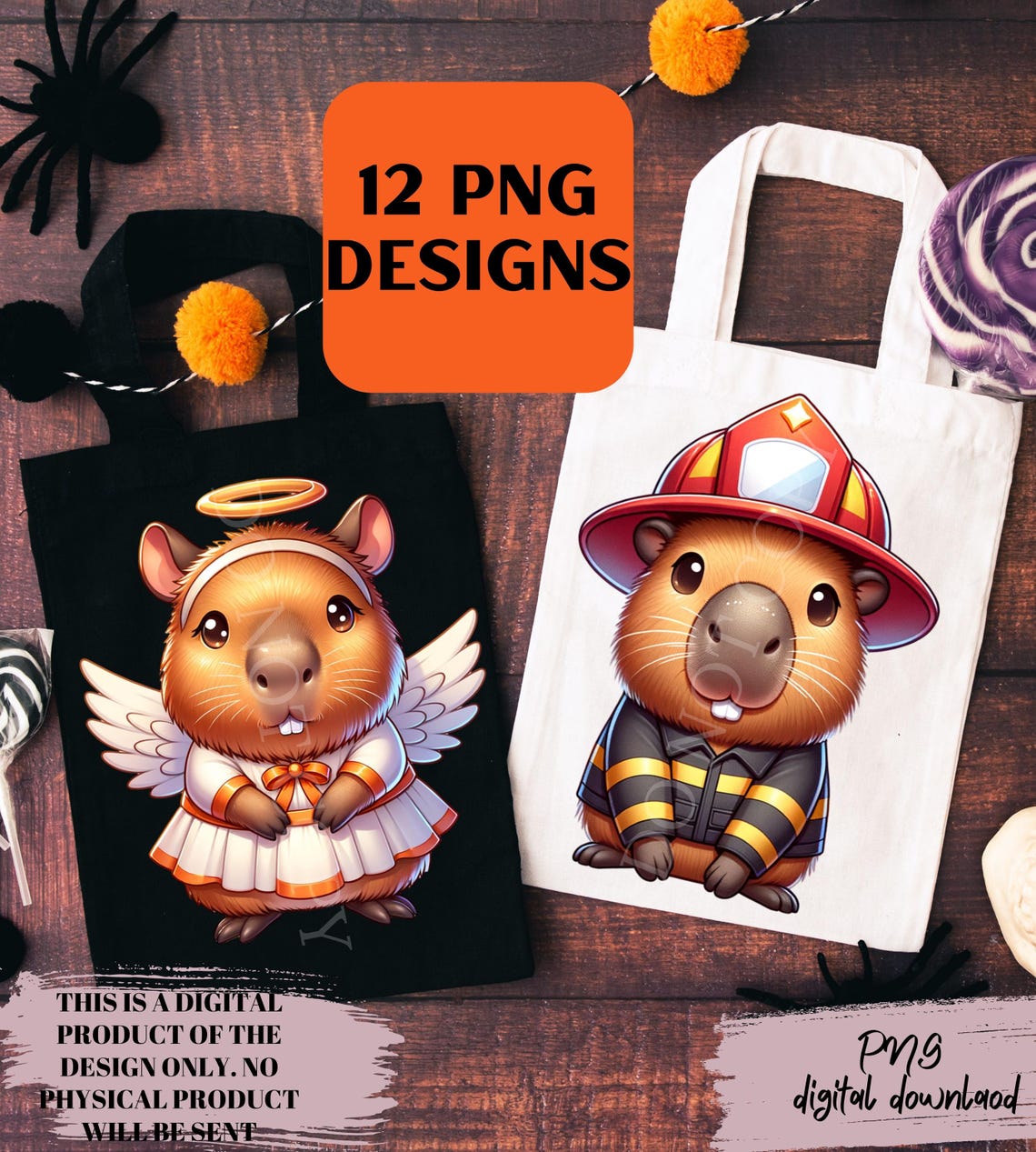 12 Capybara Halloween Bundle Png, Cute Trick or Treat Capybara Png ...