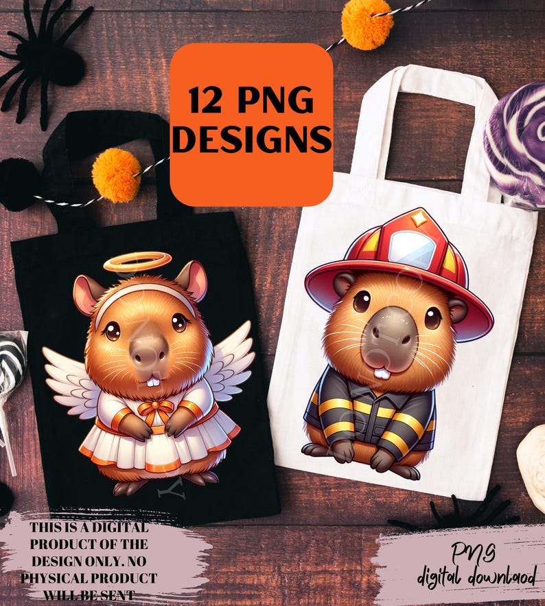 12 Capybara Halloween Bundle Png, Cute Trick or Treat Capybara Png ...