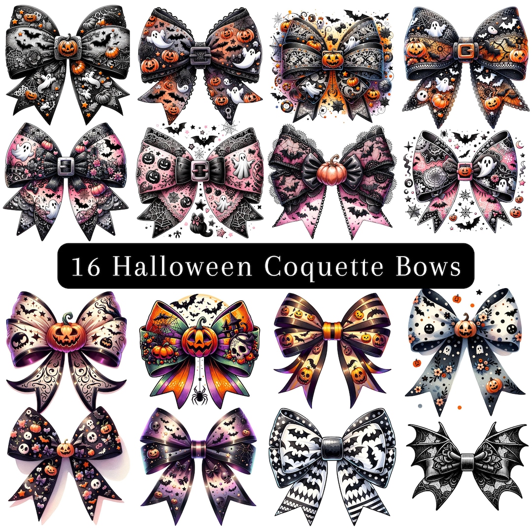 Halloween Bow PNG, Coquette Bow Png, Coquette Halloween Png, Spooky ...