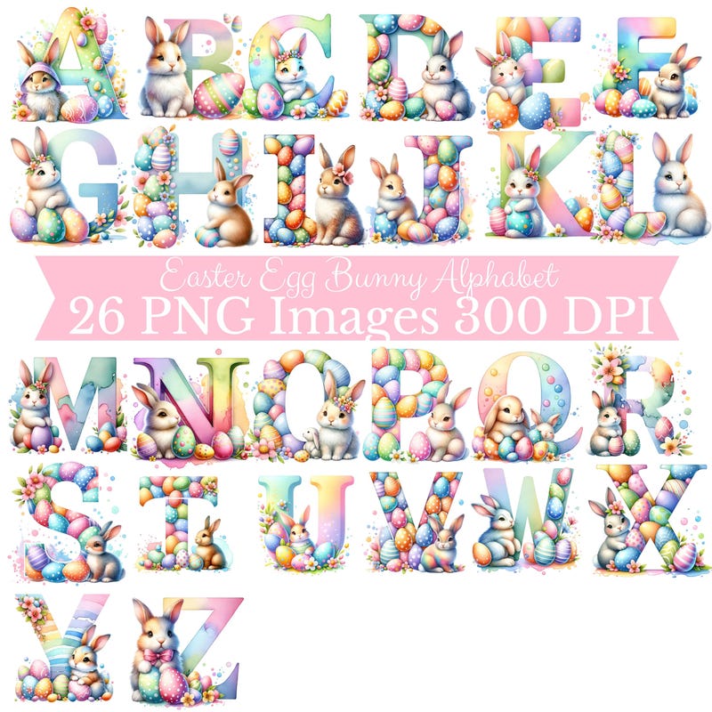 Easter Bunny Alphabet - Etsy UK