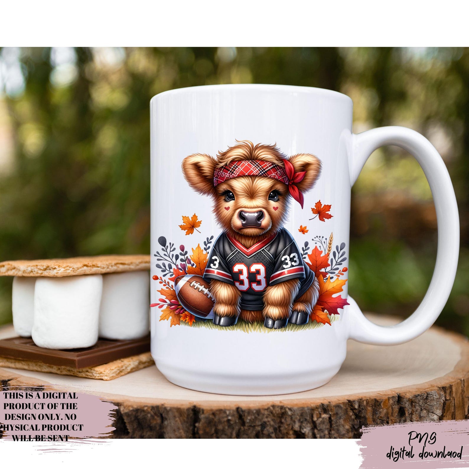 8 Fall Highland Cow PNG Bundle, Football Clipart, Red Black Football ...