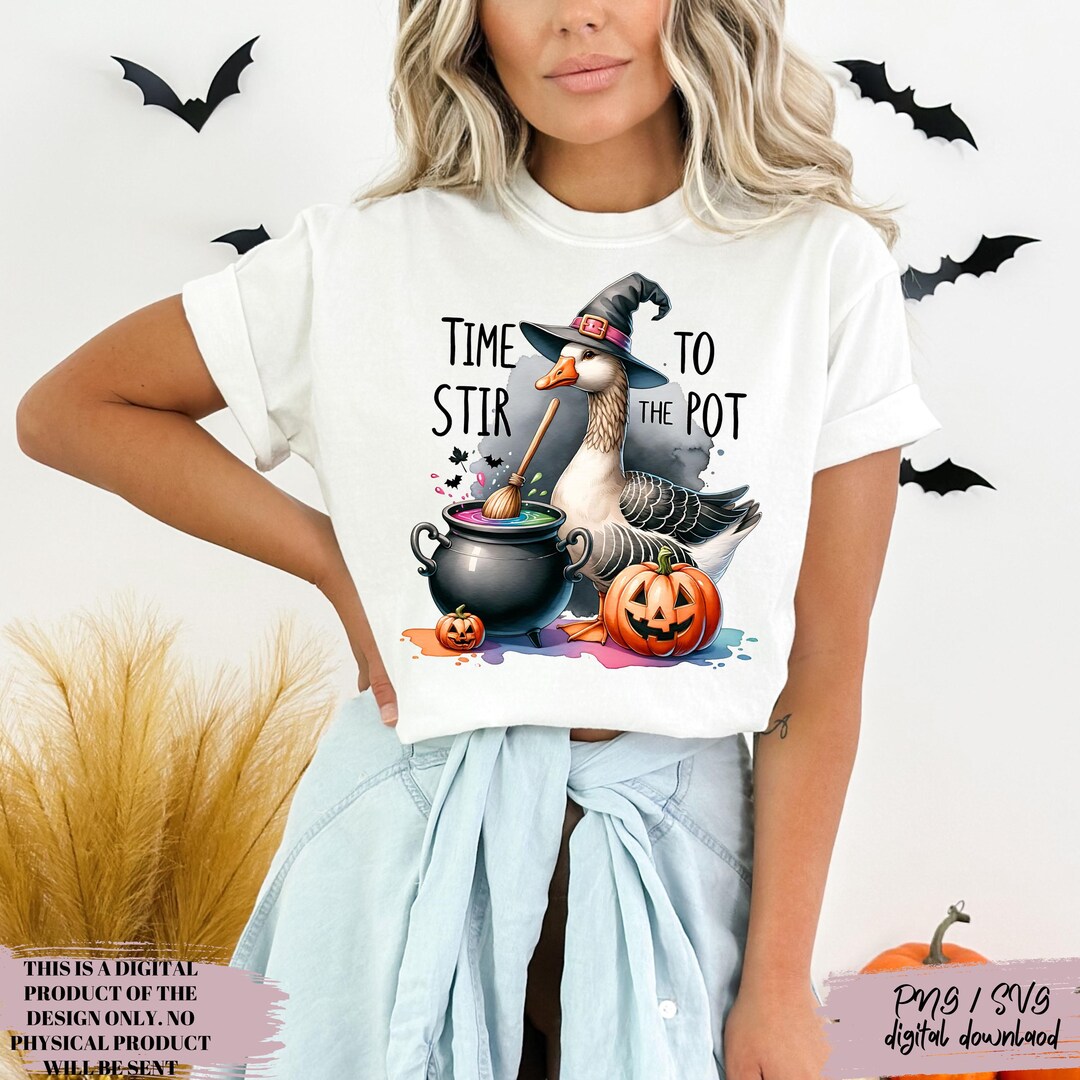 Halloween PNG, Time to Stir the Pot, Funny Goose PNG, Retro Halloween ...