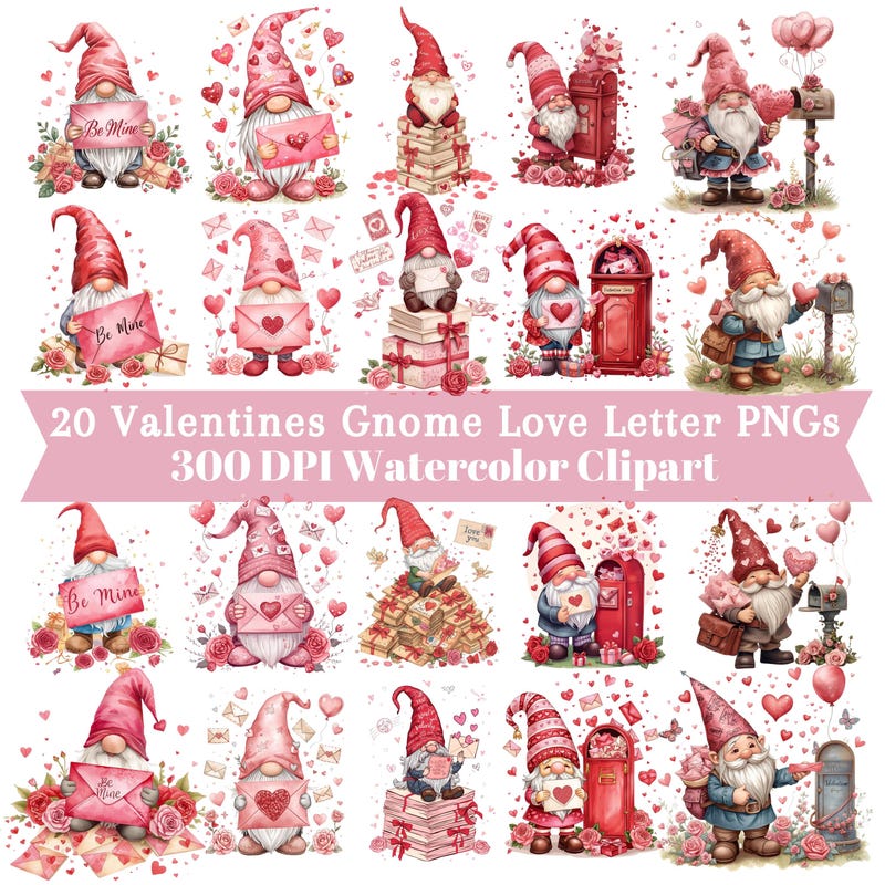 Valentine Gnome Clipart - Etsy