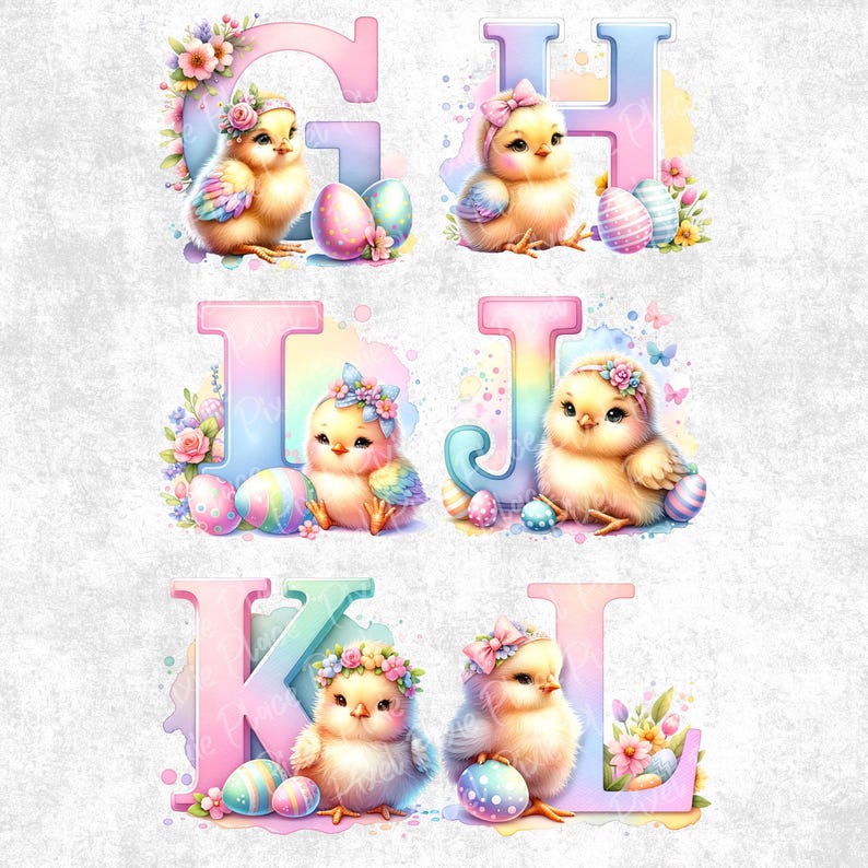 Easter Chic Alphabet Letters PNG Bundle, Easter Chic Clipart Digital ...
