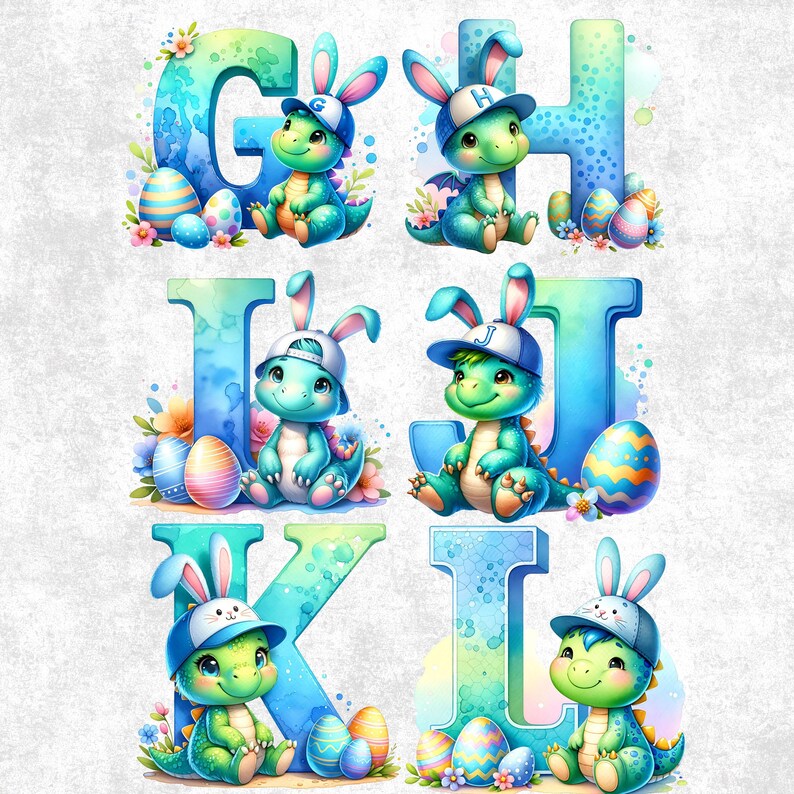 Easter Basket Lamb Alphabet PNG Clipart Bundle, Name Initials Easter ...