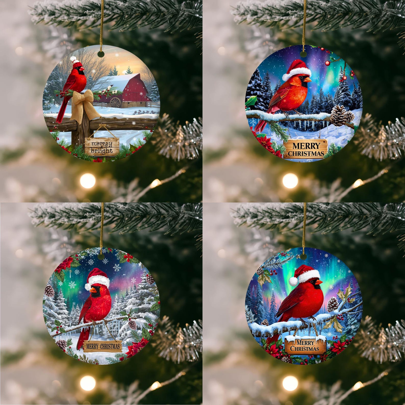 Cardinal Ornament, PNG Bundle, Christmas Ornament Png, Christmas Round ...
