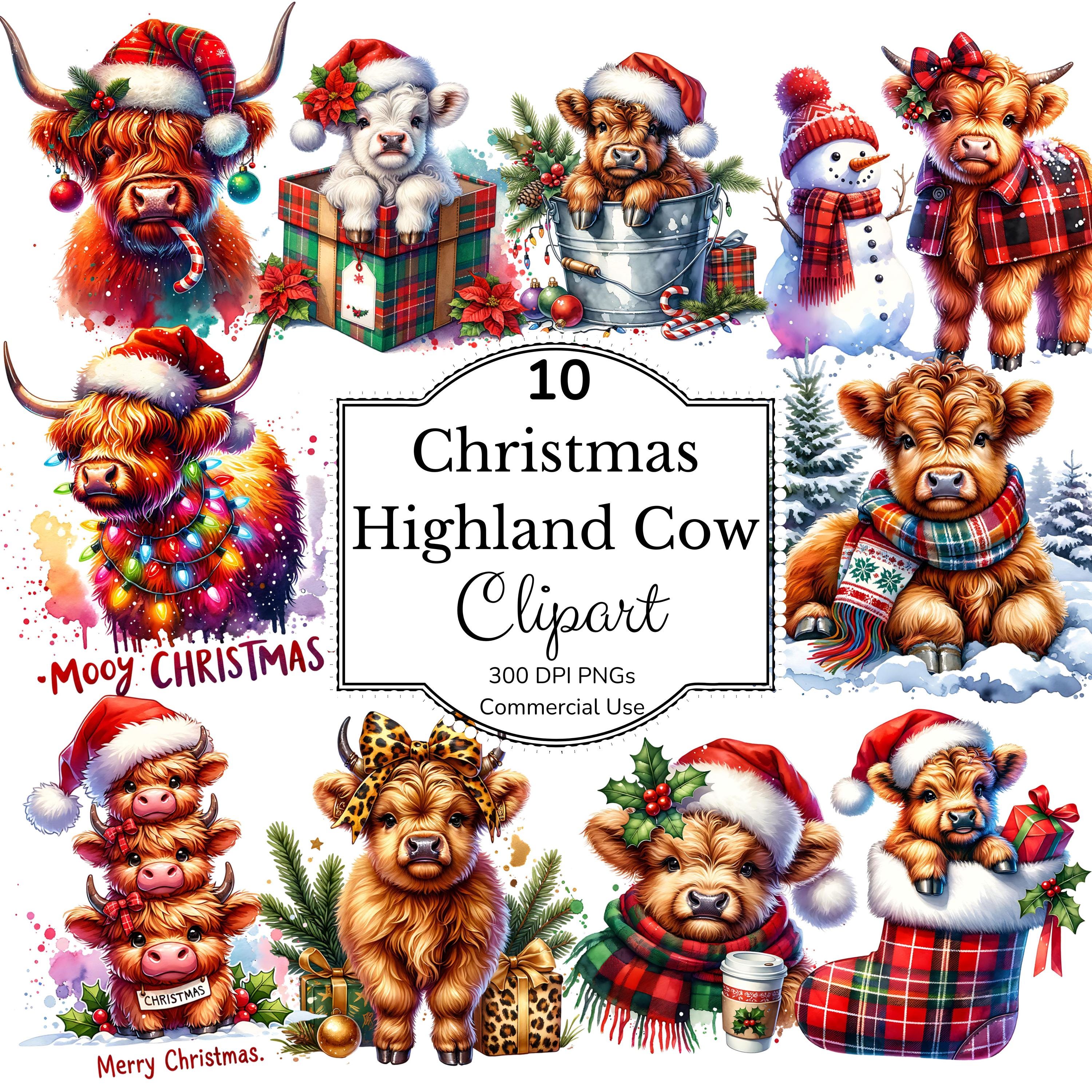 Christmas Highland Cow Png Bundle, Christmas PNG, Set of 10 Baby ...