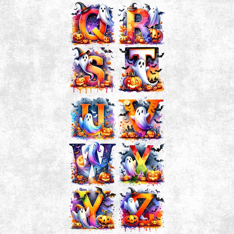 Halloween Alphabet Letters PNG Bundle, Halloween Trick or Treat Bag ...