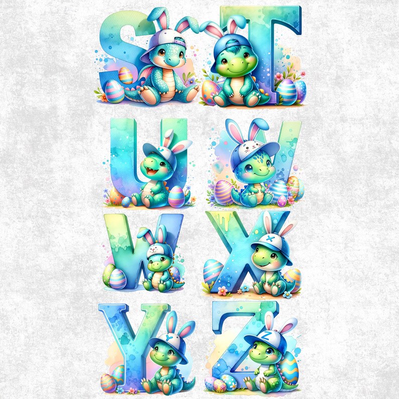 Easter Basket Lamb Alphabet PNG Clipart Bundle, Name Initials Easter ...