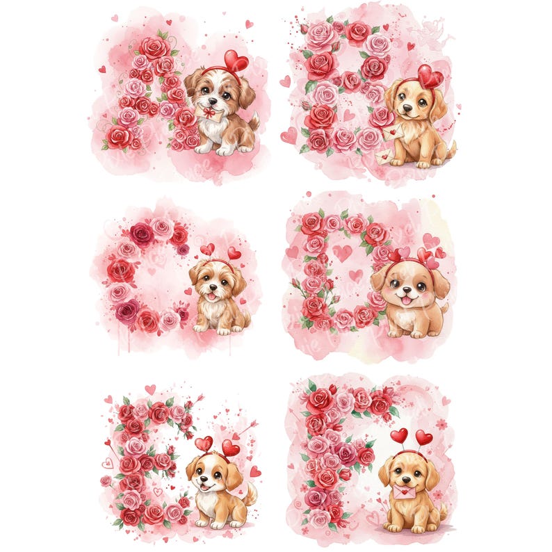 Valentines Day Alphabet PNG, Valentine Puppy Love Valentines Doodle ...