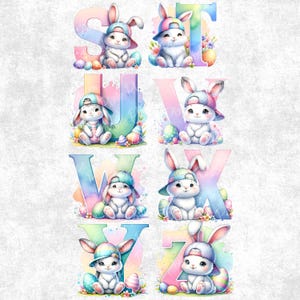 Easter Bunny Alphabet Letters PNG Bundle, Easter Bunny Clipart Digital ...