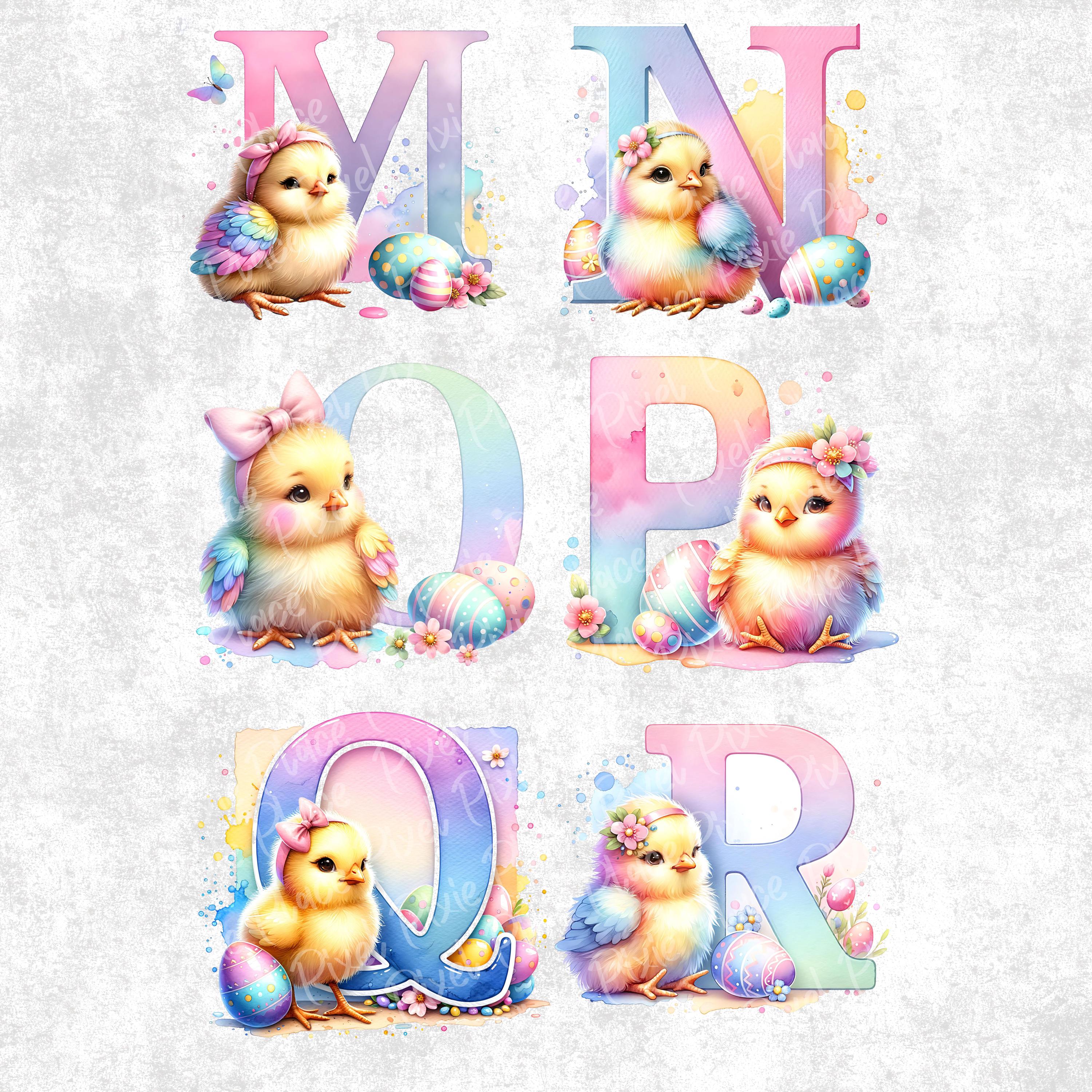 Easter Chic Alphabet Letters PNG Bundle, Easter Chic Clipart Digital ...