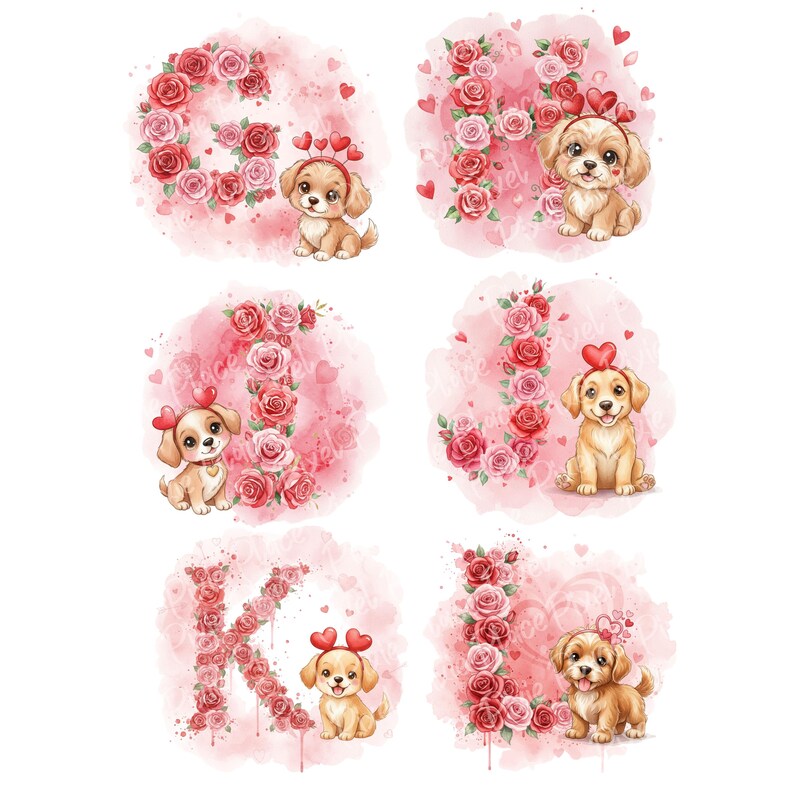 Valentines Day Alphabet PNG, Valentine Puppy Love Valentines Doodle ...