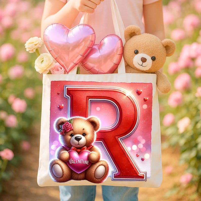 Valentines Day Alphabet PNG, Valentine Teddy, Valentines Doodle Letters ...
