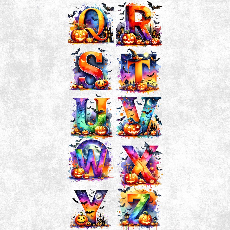 Halloween Alphabet Letters PNG Bundle, Halloween Trick or Treat Bag ...