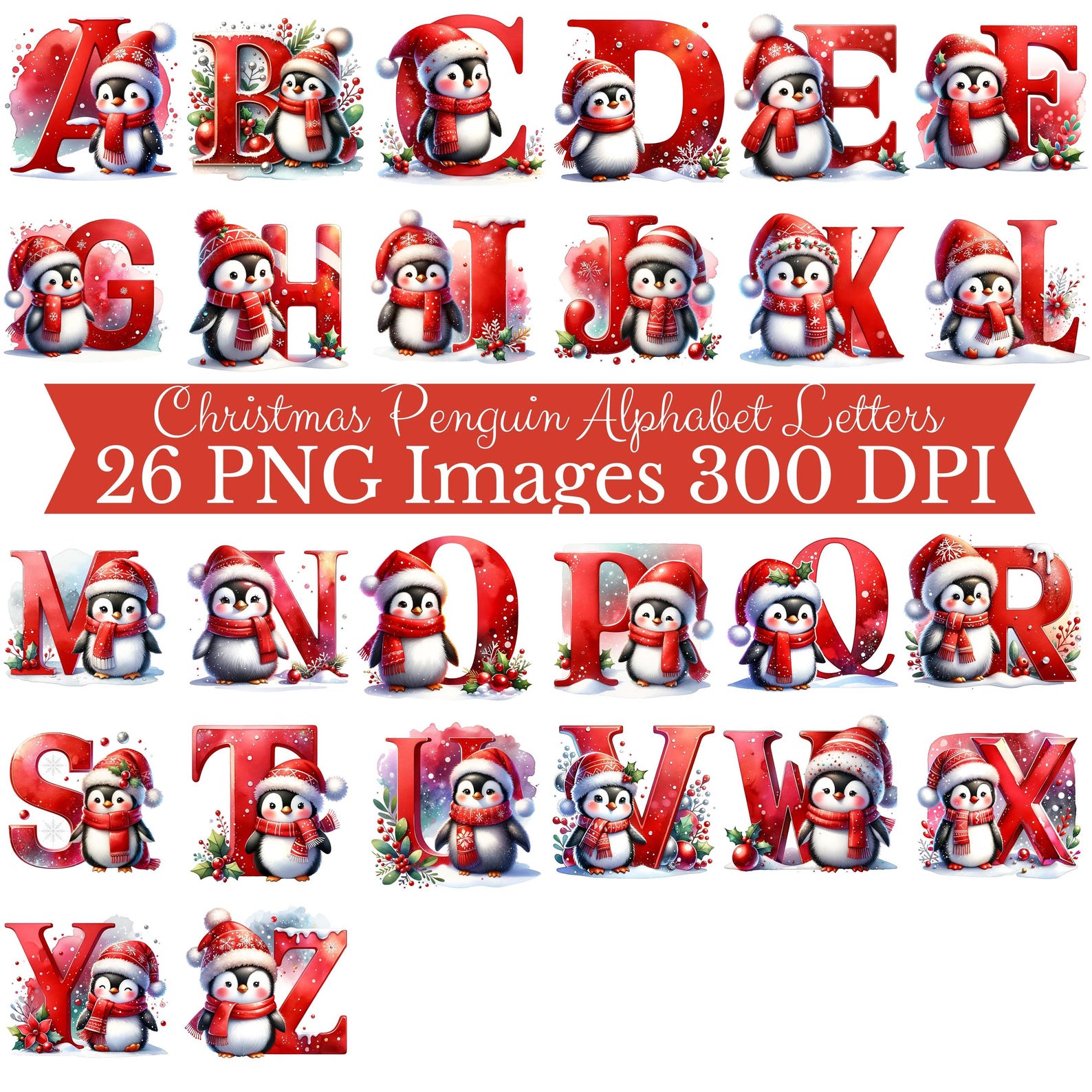 Christmas Alphabet PNG, Christmas Letters Clipart, Ornament PNG, Kids ...