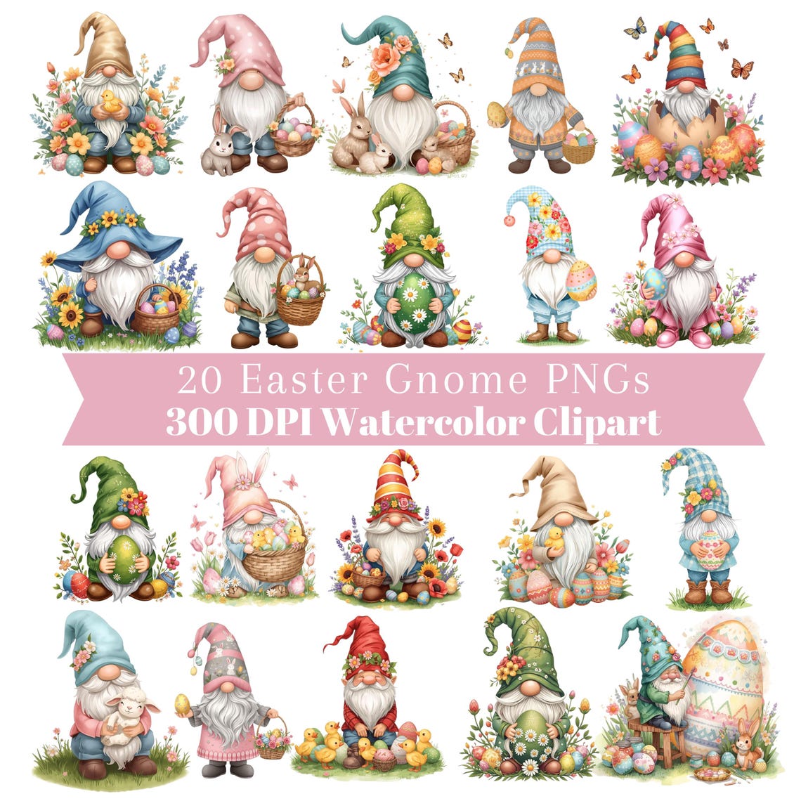 Easter Gnome PNG Bundle, Easter Png, Cute Gnome Png, Happy Easter Png ...
