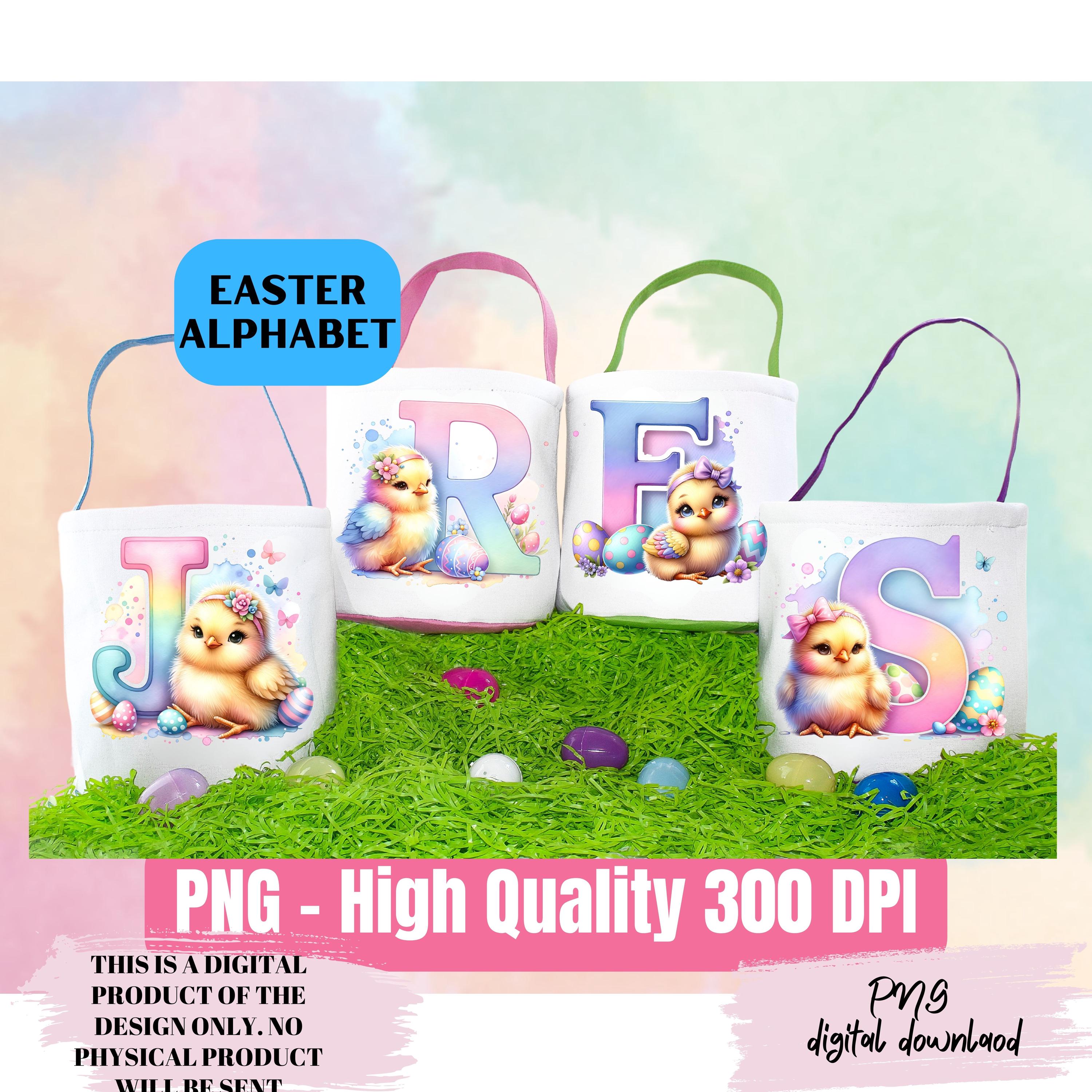 Easter Chic Alphabet Letters PNG Bundle, Easter Chic Clipart Digital ...