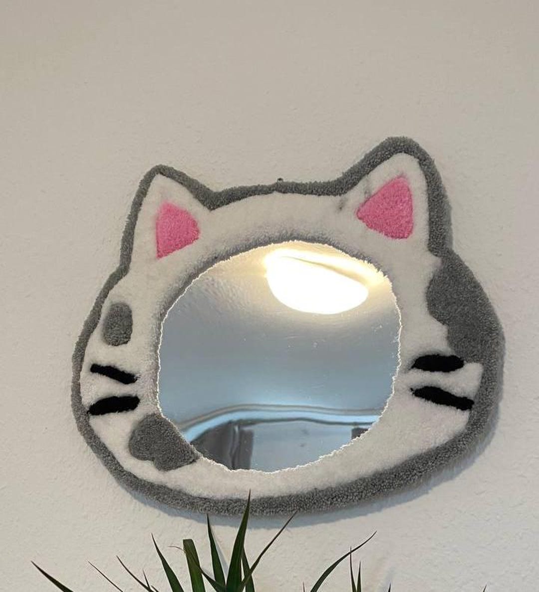 Handmade Tufted Cat-shaped Mirror for Kids' Room Unique Acrylic Mirror ...