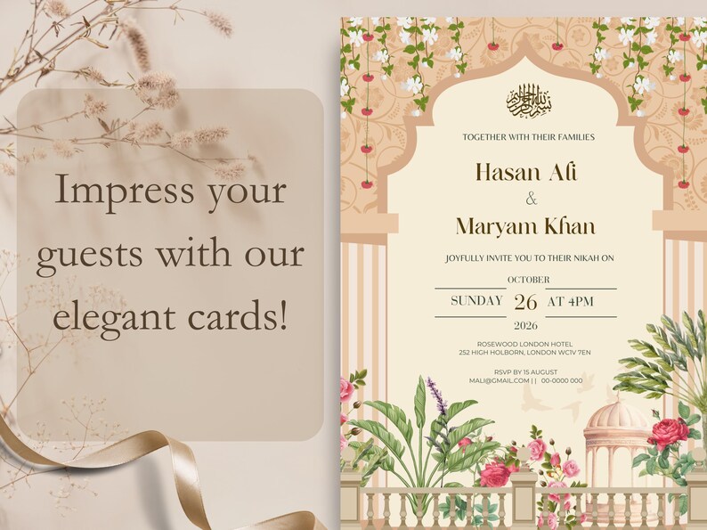 MUGHAL GARDEN WEDDING Invitation | Digital Wedding Invitation | Muslim ...
