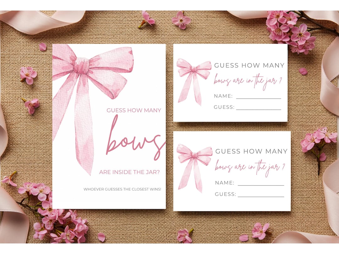 Pink Bow Guess How Many Bows| Guess How Many Bridal Shower Game| Canva ...