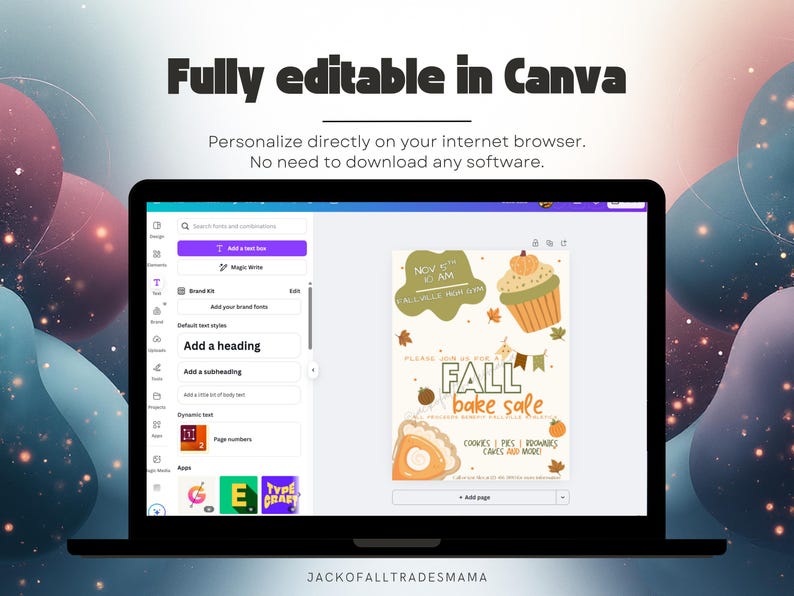 Editable Fall Bake Sale Flyer Template | Printable Canva Template ...
