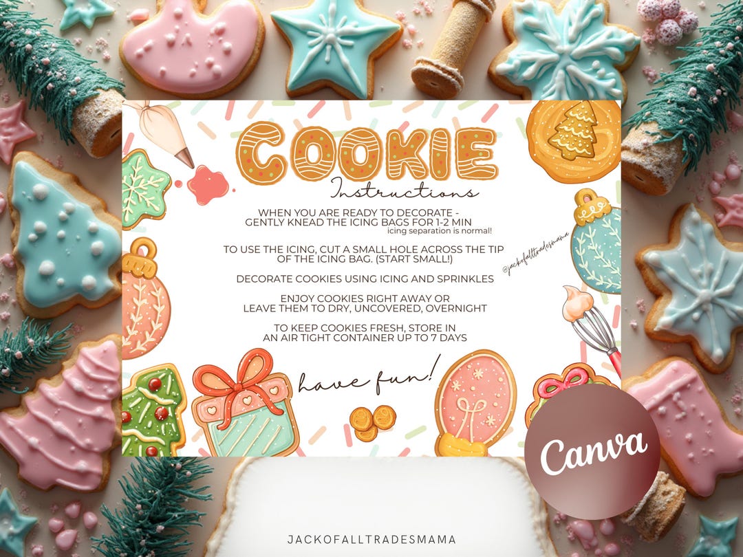 Christmas Cookie Kit Instructions: Editable Canva Template (7x5) - Etsy