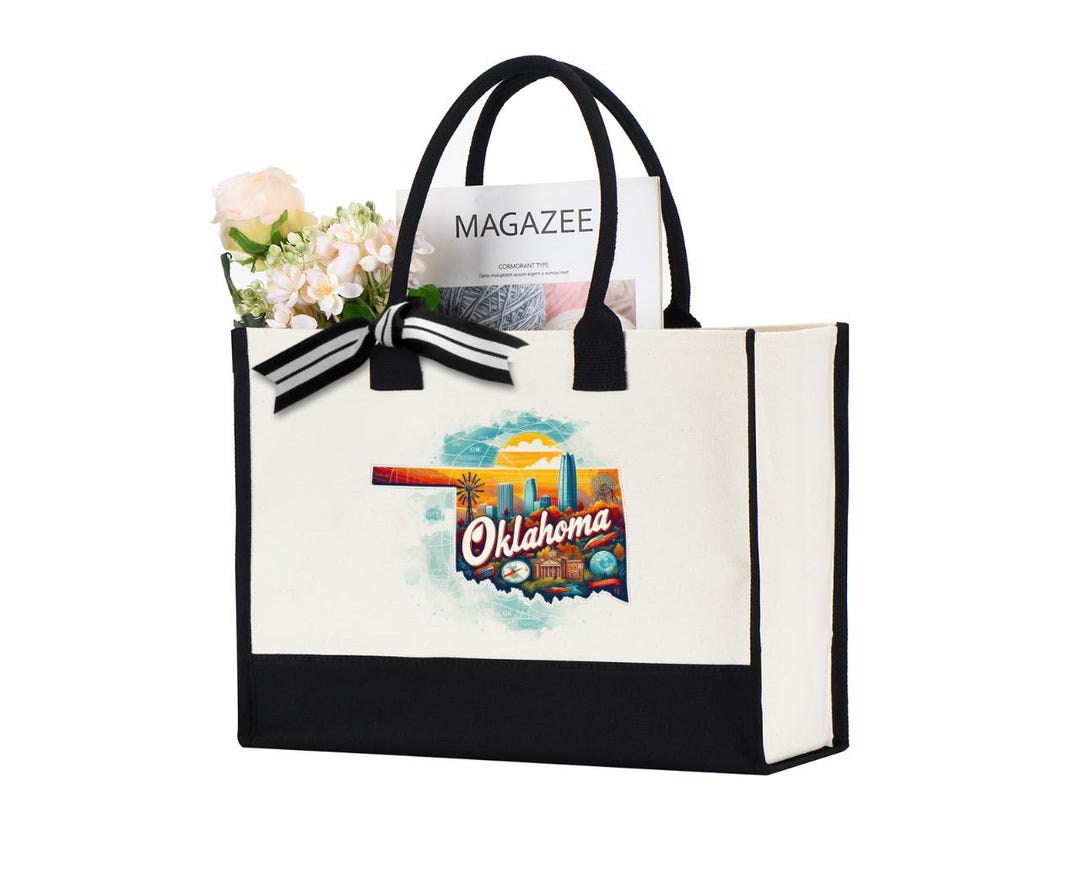 Oklahoma Tote Bag, Oklahoma Map Bag, Oklahoma Travel Gift Bag, Oklahoma ...