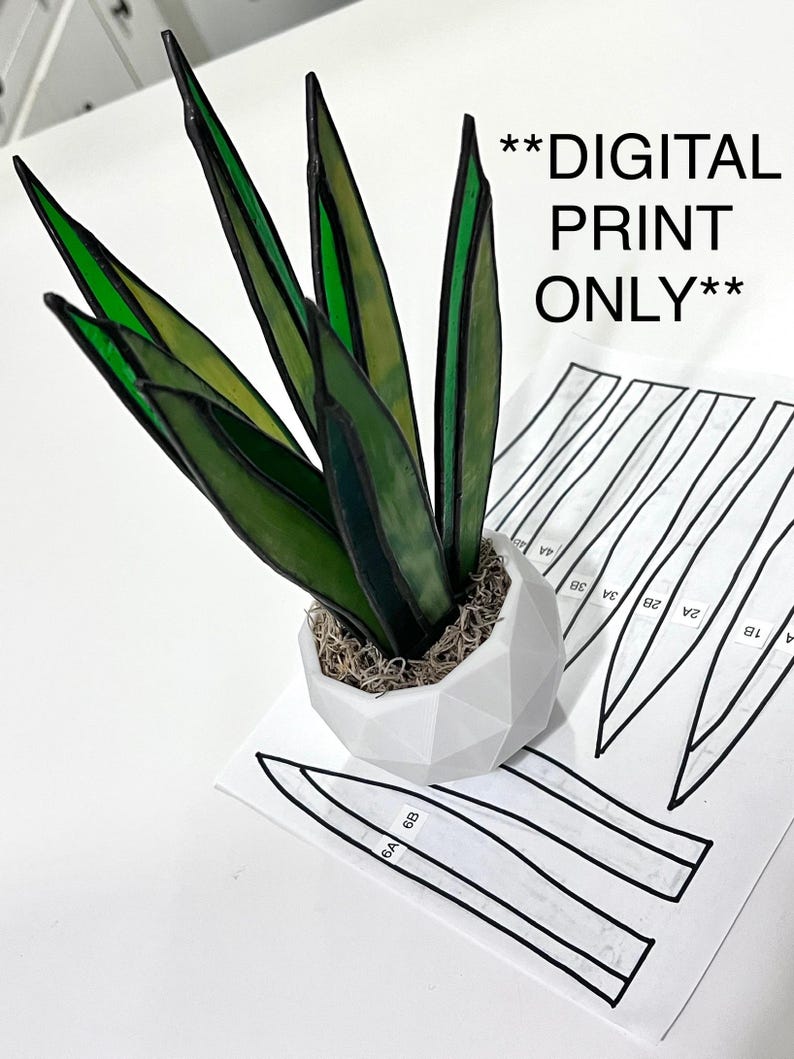 PATTERN: Stained Glass Snake Plant Leaves - Etsy
